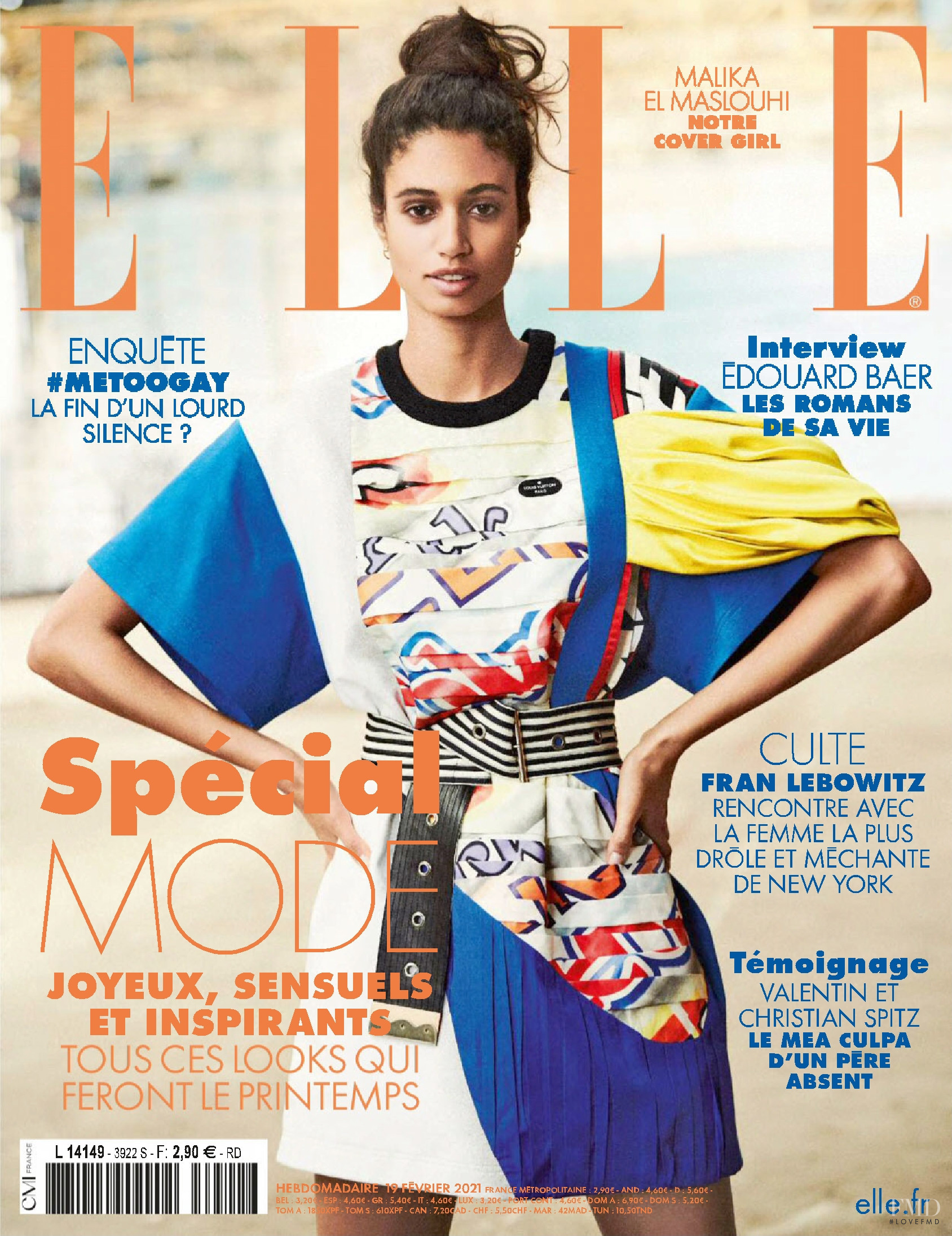 Cover of Elle France with Malika El Maslouhi, February 2021 (ID:60070 ...